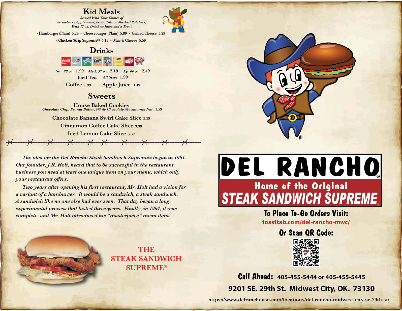 Midwest City Del Rancho | Steak Supreme Sandwich | Del Rancho USA