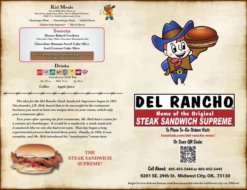Midwest City Del Rancho | Steak Supreme Sandwich | Del Rancho USA